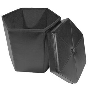 Achim Home Furnishings Collapsible Storage Hexagon - Black Faux Leather 15x15x15