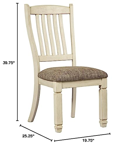 Signature Design by Ashley Bolanburg Upholstered Dining Room Chair, 2 Count, Antique White