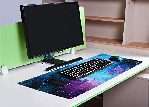 iKammo Large Galaxy Desk Mat Mouse Pad Big DeskPad Desk Cover Extended Cute Computer Mouse Pad XXL Big Office Desk Mouse Mat/Pad with Waterproof Surface-Optimized Gaming Surface (XXL-038, Blue Galaxy)