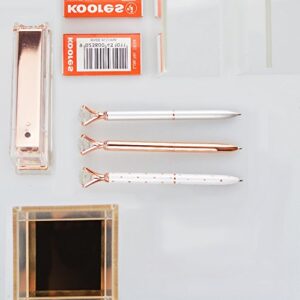 3 Pcs Rose Gold Pen with Big Diamond/Crystal ，Metal Ballpoint Pen，Rose Gold/Silver Office Supplies，Black Ink (3pcs)