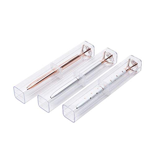 3 Pcs Rose Gold Pen with Big Diamond/Crystal ，Metal Ballpoint Pen，Rose Gold/Silver Office Supplies，Black Ink (3pcs)