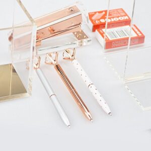 3 Pcs Rose Gold Pen with Big Diamond/Crystal ，Metal Ballpoint Pen，Rose Gold/Silver Office Supplies，Black Ink (3pcs)