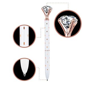 3 Pcs Rose Gold Pen with Big Diamond/Crystal ，Metal Ballpoint Pen，Rose Gold/Silver Office Supplies，Black Ink (3pcs)