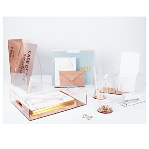 C.R. Gibson Rose Gold Acrylic Letter Tray Office Supplies, 12'' x 10.5'' x 3''