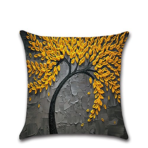 Calcifer 18 x18 Inch (45x45cm) Oil Painting Tree Durable Cotton Linen Throw Pillows Sheel Case Cushion Covers for Home Sofa Decorative (Set of 4)