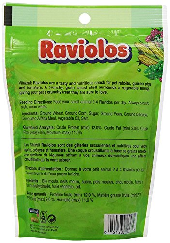 Vitakraft Raviolos Crunchy Treat for Pet Rabbits, Guinea Pigs & Hamsters, 10 Ounce Pouch