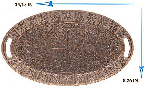 Alisveristime Turkish Ottoman Coffee Tea Beverage Serving Ellipse Tray (SMALL TRAY) (Copper)