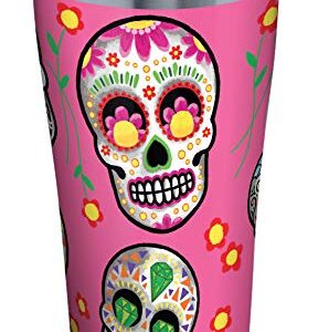 Tervis Sugar Skulls Stainless Steel Tumbler with Clear and Black Hammer Lid 20oz, Silver