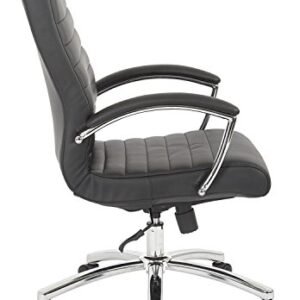 Office Star FL Series Executive Faux Leather Adjustable Office Chair with Built-in Lumbar Support, Mid-Back, Black