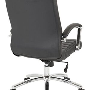 Office Star FL Series Executive Faux Leather Adjustable Office Chair with Built-in Lumbar Support, Mid-Back, Black