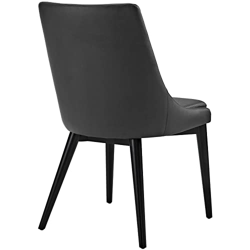 Modway Viscount Mid-Century Modern Faux Leather Upholstered Two Dining Chairs in Black