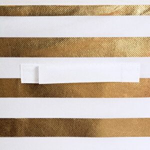 DII Non Woven Polyester, Metallic Stripes Storage Bin, Gold, Small (4)