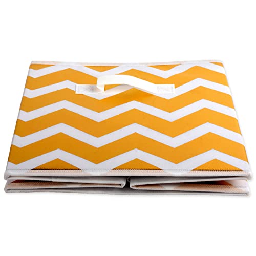 DII Non Woven Polyester, Metallic Chevron Storage Bin, Gold, Small Set of 2