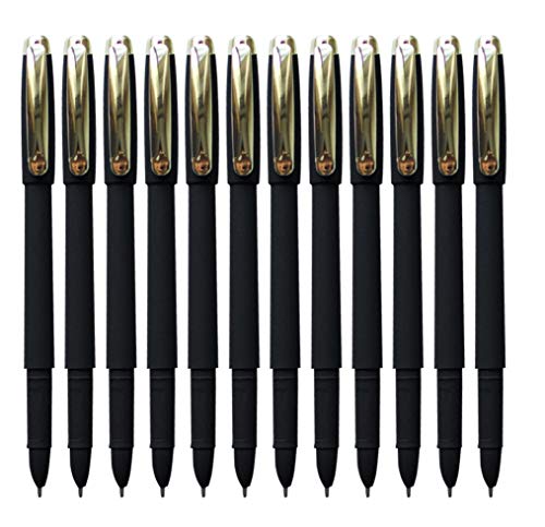 Kihamp Pens,Black lnk Pens Kits,0.7mm Gel Pens,Office Pen, Black,12-Count (Fine Point, Silver)