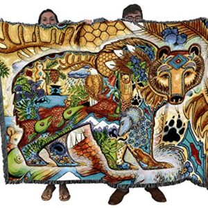 Pure Country Weavers Grizzly Bear Blanket - Animal Spirits Totem by Sue Coccia - Gift Tapestry Throw Woven from Cotton - Made in The USA (72x54)