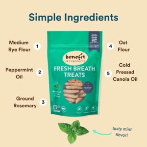 Benefit Biscuits, All Natural Dog Treats, Certified Vegan, Non GMO, Wheat Free, Healthy Dog Biscuits, Made in USA (Mint, Regular Bag, 7oz)