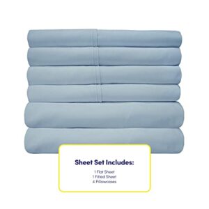 King Size Bed Sheets - 6 Piece 1500 Supreme Collection Fine Brushed Microfiber Deep Pocket King Sheet Set Bedding - 2 Extra Pillow Cases, Great Value, King, Misty Blue