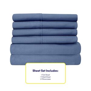 Twin XL Size Bed Sheets - 4 Piece 1500 Supreme Collection Fine Brushed Microfiber Deep Pocket Twin X-Large Sheet Set Bedding - 1 EXTRA PILLOW CASES, GREAT VALUE, Twin XL, Denim