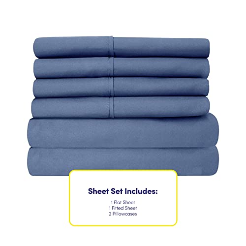 Twin XL Size Bed Sheets - 4 Piece 1500 Supreme Collection Fine Brushed Microfiber Deep Pocket Twin X-Large Sheet Set Bedding - 1 EXTRA PILLOW CASES, GREAT VALUE, Twin XL, Denim