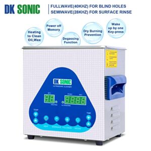 DK SONIC Ultrasonic Cleaner with Digital Timer and Basket for Denture, Coins, Small Metal Parts, Record, Circuit Board, Daily Necessaries, Lab Tools,etc (2L, 110V)