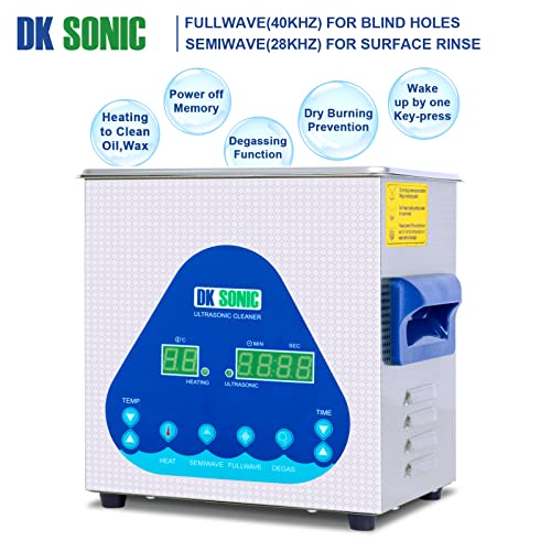 DK SONIC Ultrasonic Cleaner with Digital Timer and Basket for Denture, Coins, Small Metal Parts, Record, Circuit Board, Daily Necessaries, Lab Tools,etc (2L, 110V)