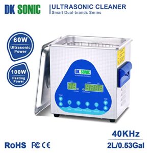 DK SONIC Ultrasonic Cleaner with Digital Timer and Basket for Denture, Coins, Small Metal Parts, Record, Circuit Board, Daily Necessaries, Lab Tools,etc (2L, 110V)