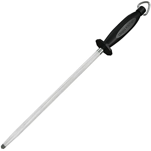 Utopia Kitchen 12 Inch Honing Steel Knife Sharpening Steel Sharpening Rod Black