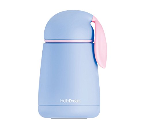 Kids Water Bottles for Girls Boys Insulated Vacuum Thermal Cute Rabbit Coffee Mug,Leak Proof,BPA Free by INVODA (Blue)