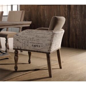 Roundhill Furniture Birmingham Script Printed Driftwood Finish Dining Arm Chair with Nail head, Set of 2,