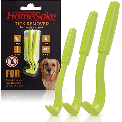 Homesake - Tick Remover Tool for Dogs, Cats & Humans - 1 Packs of 3 - Pain Free Tick Removal Twister Tweezers - Dog Tick Removal Tool - Tick Puller Removes Head & Body - Includes User Guide