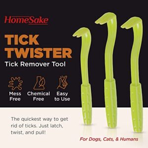 Homesake - Tick Remover Tool for Dogs, Cats & Humans - 1 Packs of 3 - Pain Free Tick Removal Twister Tweezers - Dog Tick Removal Tool - Tick Puller Removes Head & Body - Includes User Guide