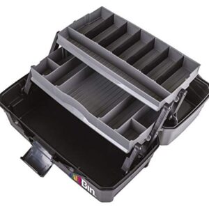 ArtBin 6892AG 2-Tray Art Supply Box, Portable Art & Craft Organizer with Lift-Up Trays, [1] Plastic Storage Case, Gray/Black