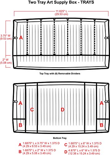 ArtBin 6892AG 2-Tray Art Supply Box, Portable Art & Craft Organizer with Lift-Up Trays, [1] Plastic Storage Case, Gray/Black