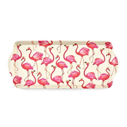 Pimpernel Miller London Flamingo Sandwich Tray | Serving Platter | Crudité and Appetizer Tray | Measures 15.25" x 6.5" | Made of Melamine | Dishwasher Safe