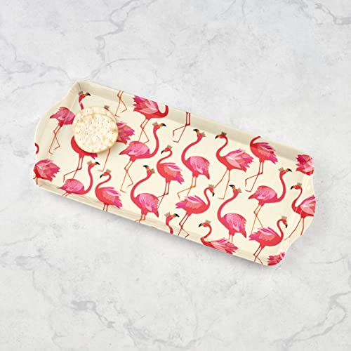 Pimpernel Miller London Flamingo Sandwich Tray | Serving Platter | Crudité and Appetizer Tray | Measures 15.25" x 6.5" | Made of Melamine | Dishwasher Safe