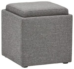 amazon brand – rivet ross modern tweed lift-top storage ottoman pouf, 17.7"w, grey storm