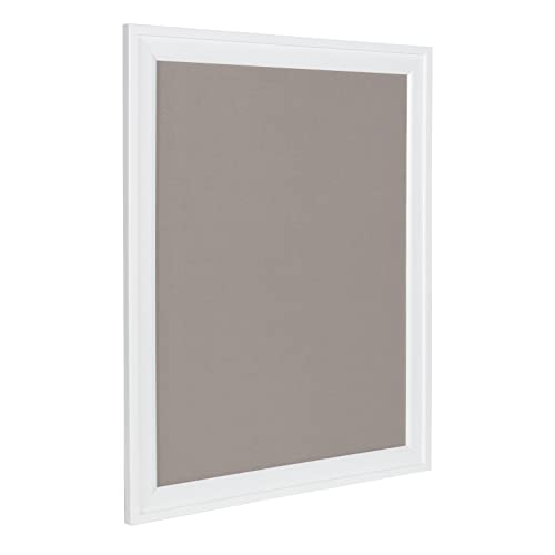 DesignOvation Bosc Framed Gray Linen Fabric Pinboard, 23.5x29.5, White