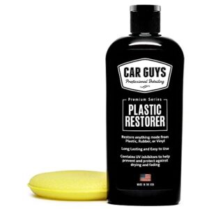 car guys plastic restorer | bring plastic, rubber, and vinyl back to life! | user friendly trim restorer | safe auto detailing supplies | 8 oz kit with foam applicator