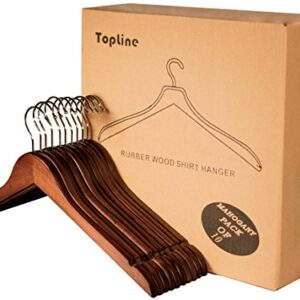 Topline Classic Wood Shirt Hangers - 10-Pack (Mahogany)