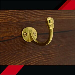 ZhongWang Hardware ZW-HB001 Solid Brass Bright Brass Coat & Hat Hook / Gancho para Abrigos y sombreros de latón macizo de latón Brillante