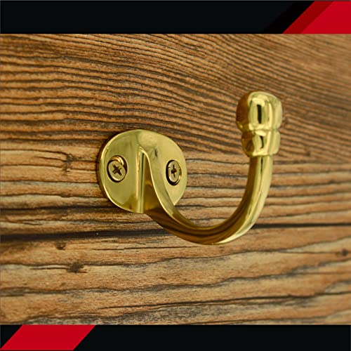 ZhongWang Hardware ZW-HB001 Solid Brass Bright Brass Coat & Hat Hook / Gancho para Abrigos y sombreros de latón macizo de latón Brillante