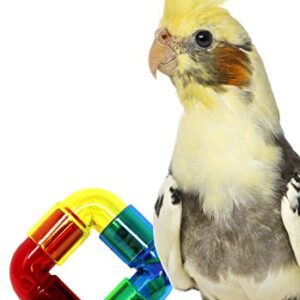 Bonka Bird Toys 00906 Rattler Ring Foot Talon Toy Parrot Rattle Conure Parakeet African Grey Training Balance Agility Aviary Supplies Plastic Colorful Fun Playground