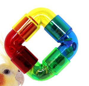 bonka bird toys 00906 rattler ring foot talon toy parrot rattle conure parakeet african grey training balance agility aviary supplies plastic colorful fun playground