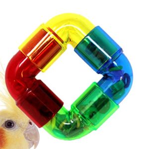 Bonka Bird Toys 00906 Rattler Ring Foot Talon Toy Parrot Rattle Conure Parakeet African Grey Training Balance Agility Aviary Supplies Plastic Colorful Fun Playground