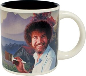 the unemployed philosophers guild ceramic bob ross self-painting mug - in a fun gift box