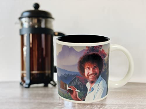 The Unemployed Philosophers Guild Ceramic Bob Ross Self-Painting Mug - in A Fun Gift Box