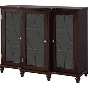 Pilaster Designs Logan Cherry Wood Contemporary Sideboard Buffet Console Table with Glass Cabinet Doors and Adjustable Storage Shelves