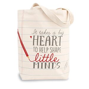 mud pie 4035006h heart teacher canvas tote