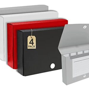 1InTheOffice Index Card Holder 3x5, Index Card Case, Assorted Colors, Holds 100 3x5 Card, (4 Pack)