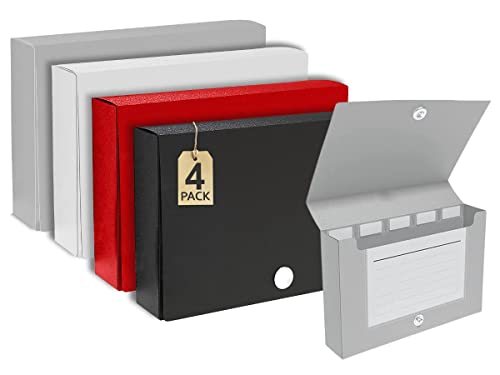 1InTheOffice Index Card Holder 3x5, Index Card Case, Assorted Colors, Holds 100 3x5 Card, (4 Pack)